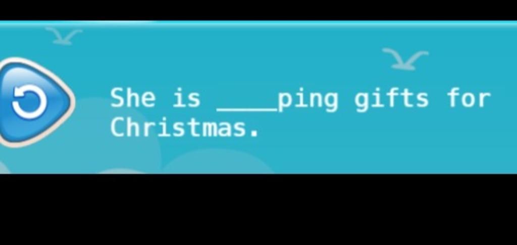 ว She is ping gifts for Christmas. - câu hỏi 8161952