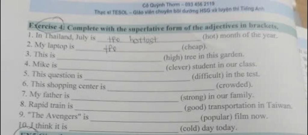 Cô Quỳnh Therm 093462199 Theo KP TESOL. Giáo viên chuyên bồi dướng HSG ...