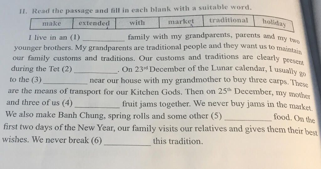 II. Read the passage and fill in each blank with a suitable word. make ...