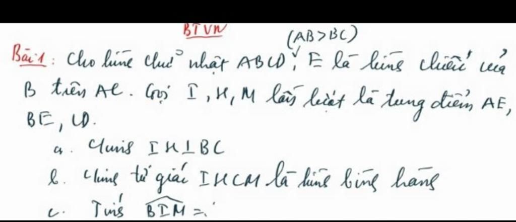 BTVN (AB>BC) Bai's: Cho lime clue what ABCD, E là hins cher vir B três ...