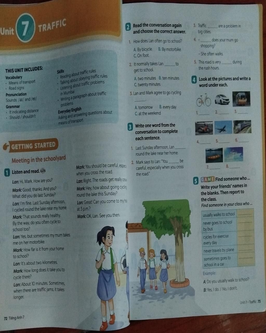 Unit • 7 TRAFFIC THIS UNIT INCLUDES: Vocabulary Means of transport Road ...